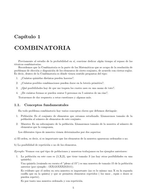 Apunte De Combinatoria Pdf Combinatoria Matemáticas