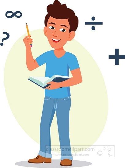 Boy Thinking About Solving Math Problem Clipart Classroom Clip Art