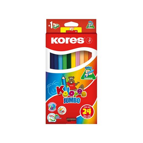 Цветные карандаши Kores Kolores Jumbo 24 цвета трехгранные с точилкой 1334938 выгодная цена