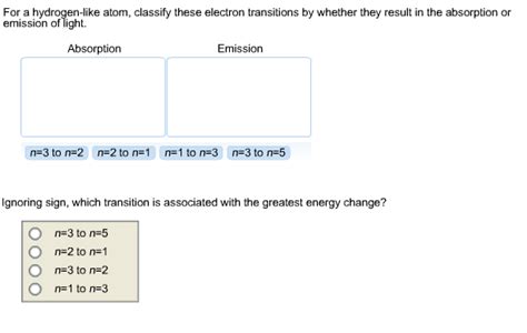 Solved For A Hydrogen Like Atom Classify These Electron