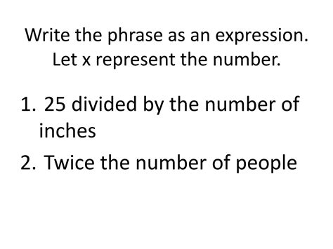 Sec 121 Write Variable Expressions And Equations Pptx Education