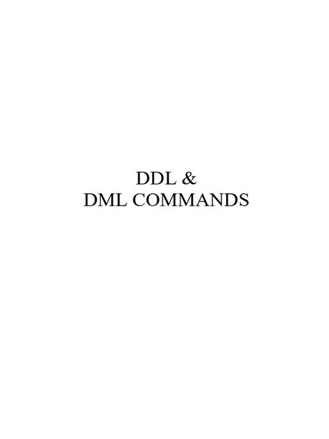 Ddl And Dml Commands Pdf