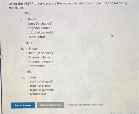 solved using the vsepr theory predict the molecular