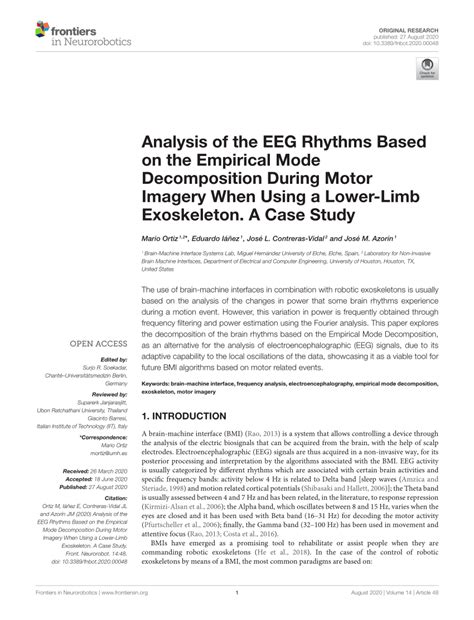 Pdf Analysis Of The Eeg Rhythms Based On The Empirical Mode Decomposition During Motor Imagery