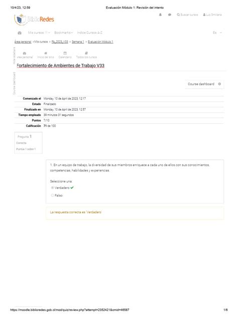 Evaluación Módulo 1 Revisión Del Intento Pdf
