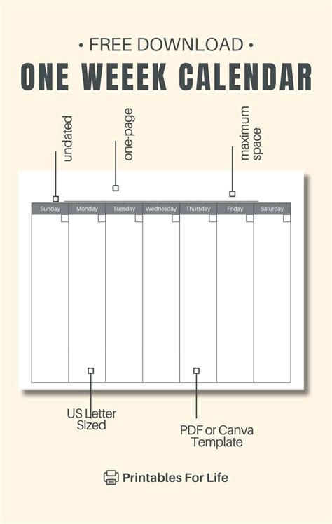 Free Printable 1 Week Calendar 2026 Printable Calendars