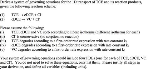 Derive A System Of Governing Equations For The 1d