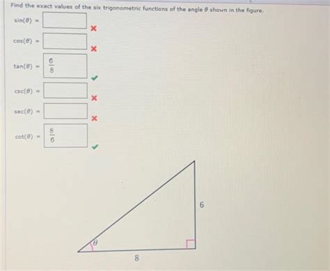Solved Find The Exact Values Of The Six Trigonometric Chegg