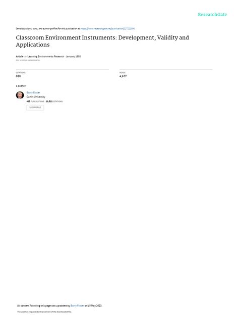 Classroom Environment Instruments Development Vali Pdf Constructivism Philosophy Of