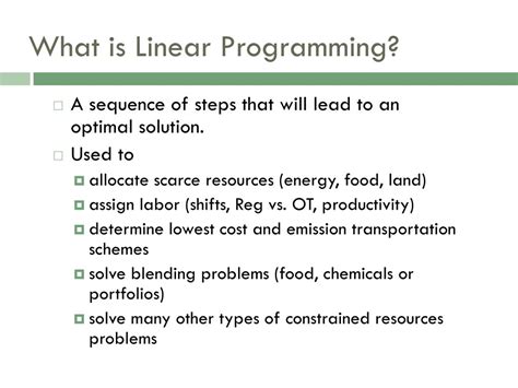 Ppt Evaluating Constrained Resources W Linear Programming Powerpoint Presentation Id3101914