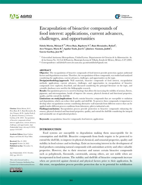 Pdf Encapsulation Of Bioactive Compounds Of Food Interest
