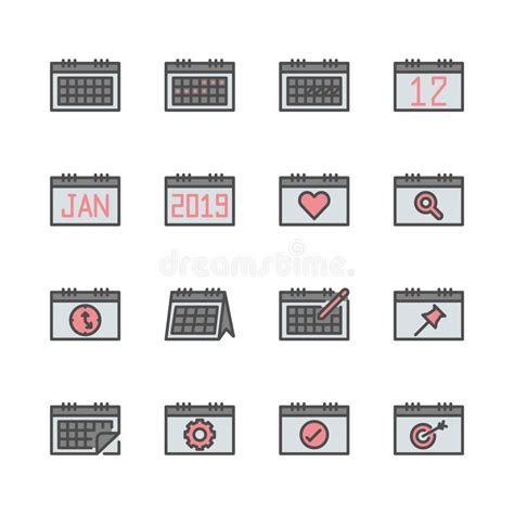 Sistema Relacionado Del Icono Del Calendario Ilustraci?n Del Vector Ilustración del Vector ...