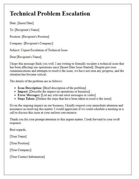 Letter Template For Technical Support Escalation Free Samples In Pdf Letterin