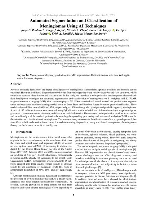 Pdf Automated Segmentation And Classification Of Meningiomas Using Ai