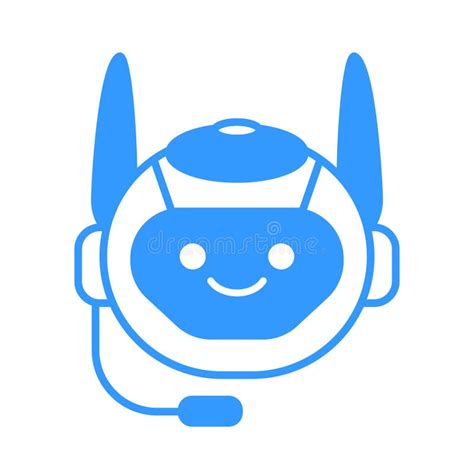 Robotic Assistant Icon With Headset Sign Robot Chat Bot Icon Design Stock Vector Illustration