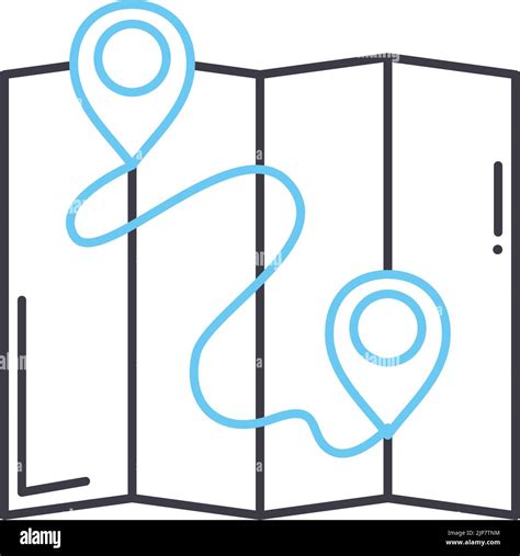 City Map Road Line Icon Outline Symbol Vector Illustration Concept Sign Stock Vector Image