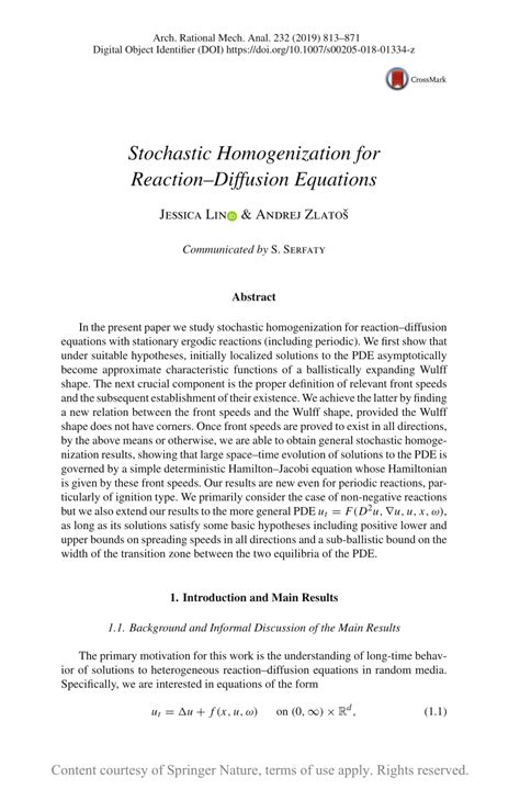 Stochastic Homogenization For Reaction Diffusion Equations