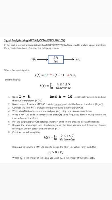 Solved Signal Analysis Using Matlaboctavescilab 10 In