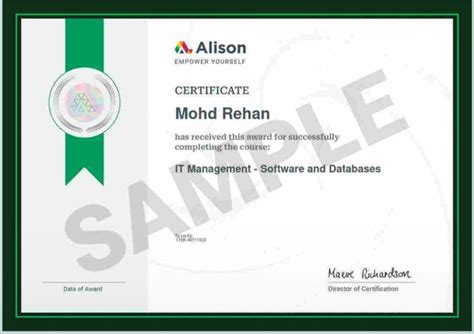 Completed It Management Software Anddatabase Course Mohd Rehan