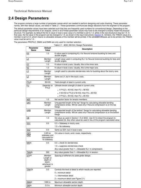 Steel Design Parameters Used In Staad Pdf Bending Beam Structure