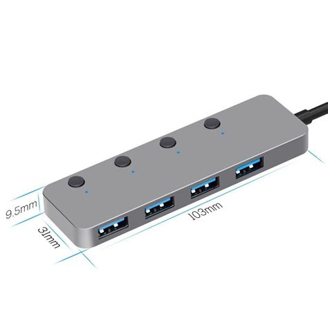HS Independent Switch USB Ports Extension Type C USB C Aluminum Alloy HUB Cm