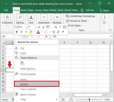 How To Avoid Ref Error While Deleting The Rows In Excel