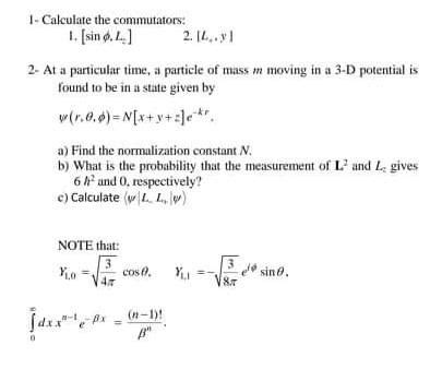 Solved Calculate The Commutators Sind L Chegg Com