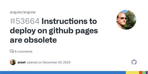 Instructions To Deploy On Github Pages Are Obsolete · Issue 53664 · Angularangular · Github