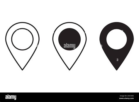 Location Pin Icons Minimal Map Markers Black White Set Vector Illustration Stock Vector Image