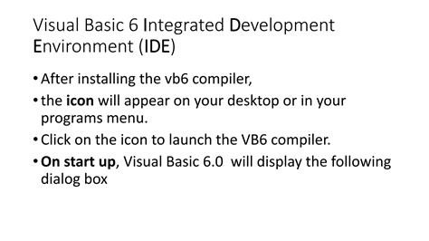 Introduction To Visual Basic 6 0 Pptx