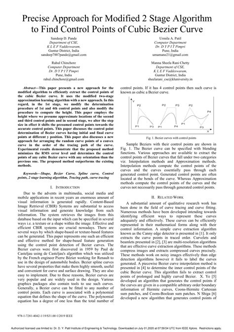 Pdf Precise Approach For Modified 2 Stage Algorithm To Find Control Points Of Cubic Bezier Curve