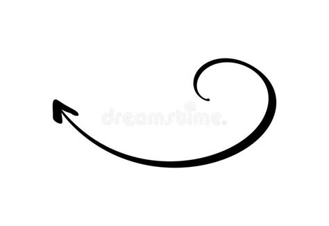 Black Arrow Pointing Down Following A Curved Path Stock Illustration