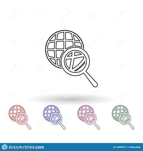 Magnifier Over A Globose Multi Color Icon Simple Thin Line Outline Vector Of Logistic Icons