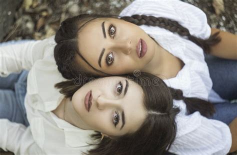 Close Up Portrait Of Two Girls Protecting Same Sex Relationships Feminism Stock Photo Image