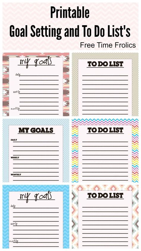 Goal Setting And To Do List Printables