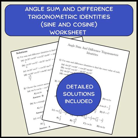 Angle Sum And Difference Trigonometric Identities Sine And Cosine