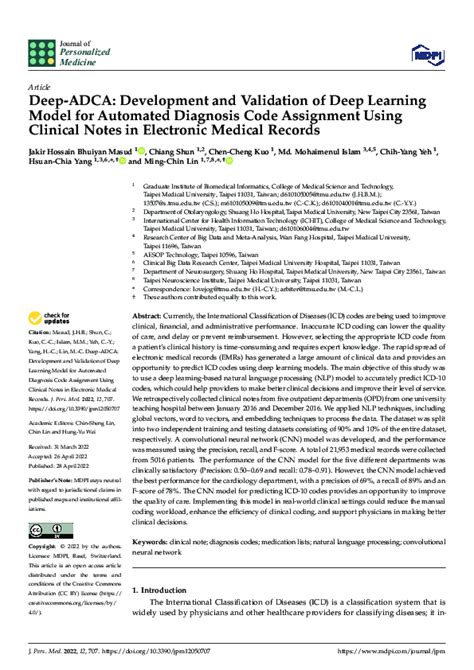 Pdf Deep Adca Development And Validation Of Deep Learning Model For Automated Diagnosis Code