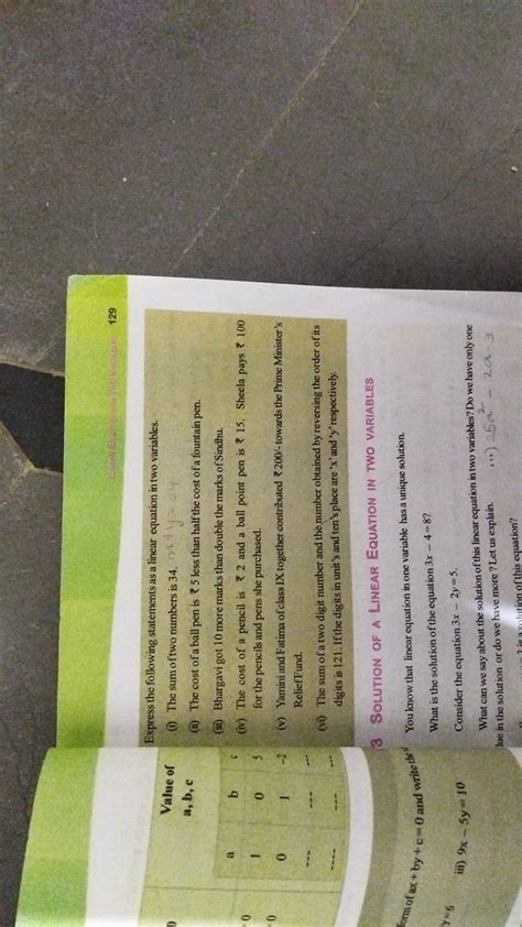 Express The Following Statements As A Linear Equation In Two Variables