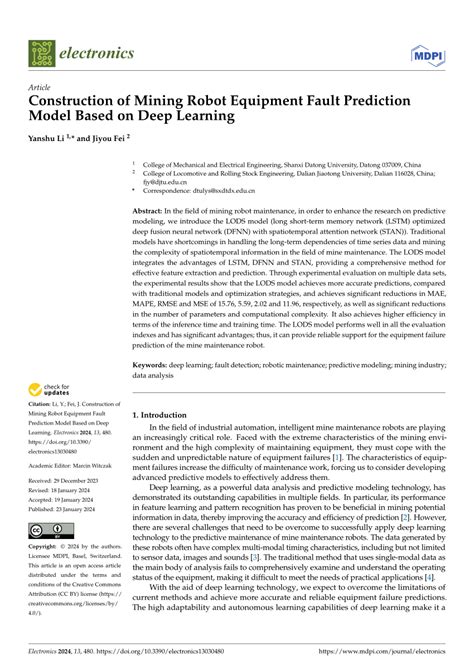 Pdf Construction Of Mining Robot Equipment Fault Prediction Model Based On Deep Learning