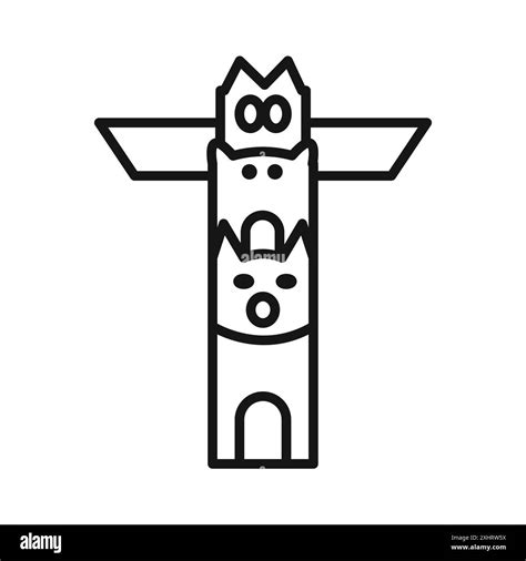 Totem Icon Black Line Art Vector In Black And White Outline Set Collection Sign Stock Vector