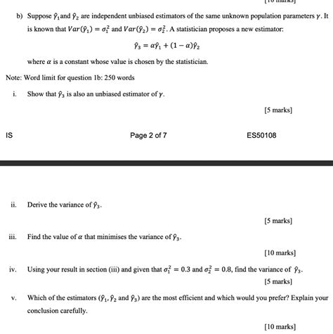 Solved B Suppose Ỹ And Û2 Are Independent Unbiased