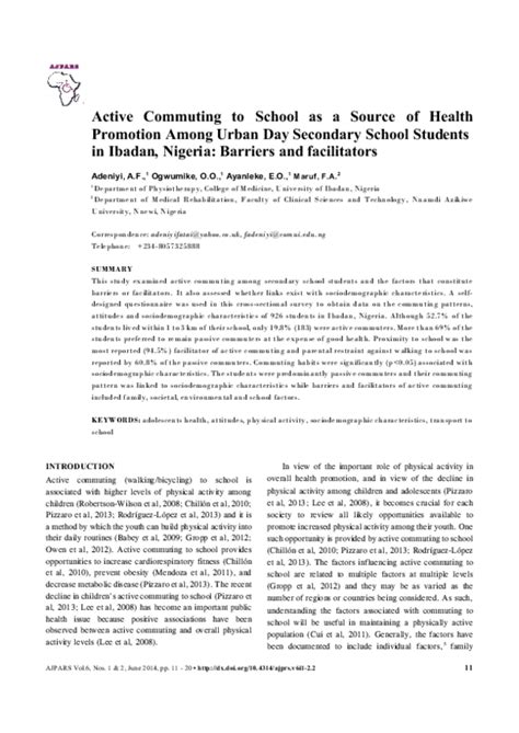 Pdf Active Commuting To School As A Source Of Health Promotion Among