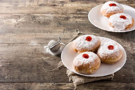Hanukkah Sufganiyot Traditional Jewish Donuts Stock Image Image Of Holiday Berliner
