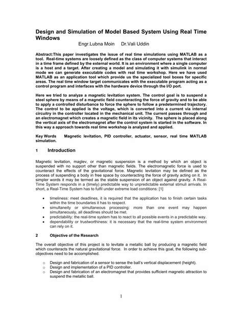 PDF Design And Simulation Of Model Based System Using Real ID Design And Simulation Of