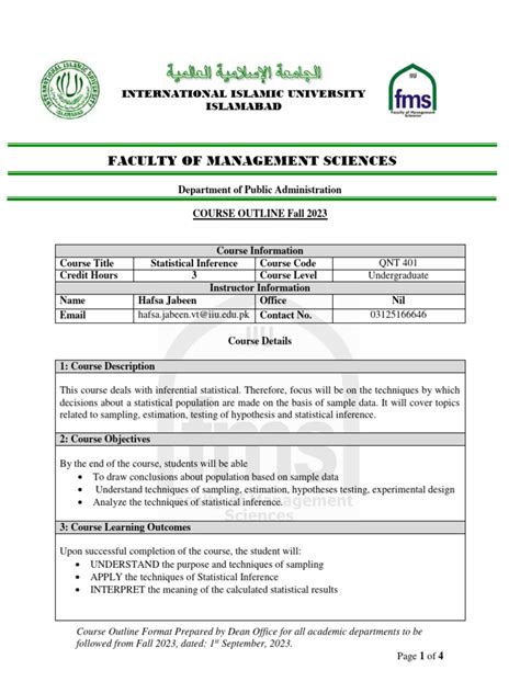 outline statistical inference pdf