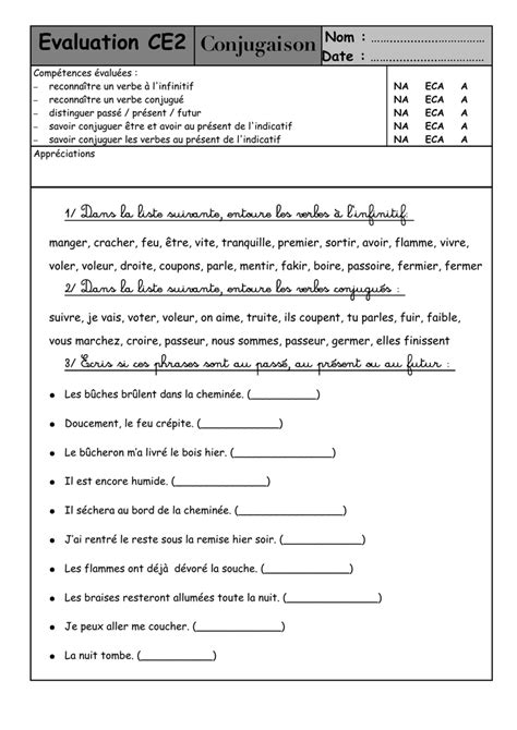 Evaluation CE Conjugaison