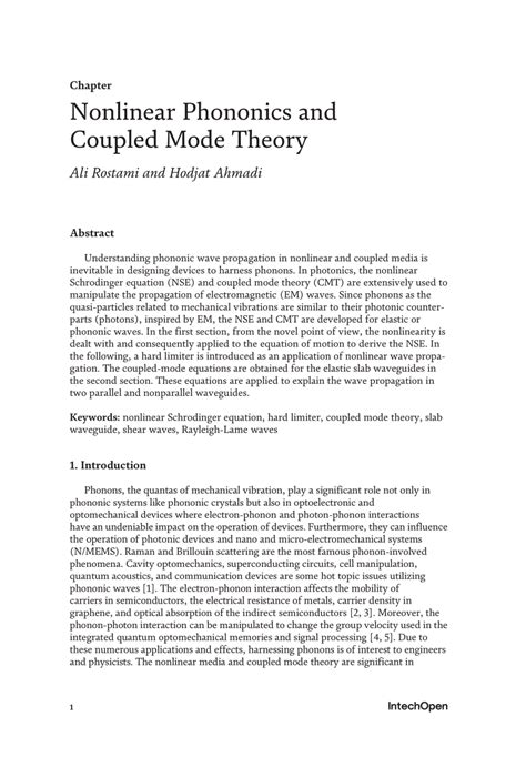 Pdf Nonlinear Phononics And Coupled Mode Theory