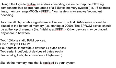 Solved Design The Logic To Realise An Address Decoding