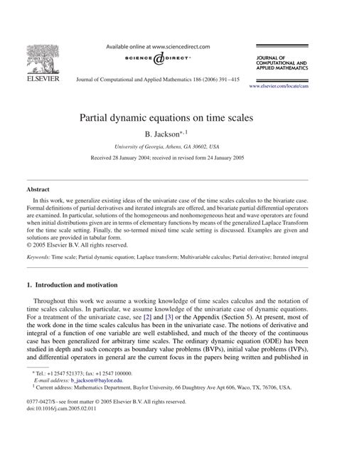 Pdf Partial Dynamic Equations On Time Scales