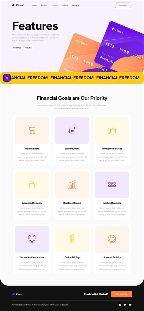 Finext Payment Gateway And Fintech Elementor Template Kit By Sociolib